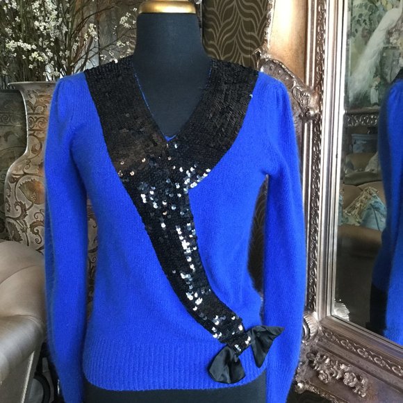 IB Diffusion | Tops | Vintage Ib Diffusion Blue Black Sequin Silk Top ...